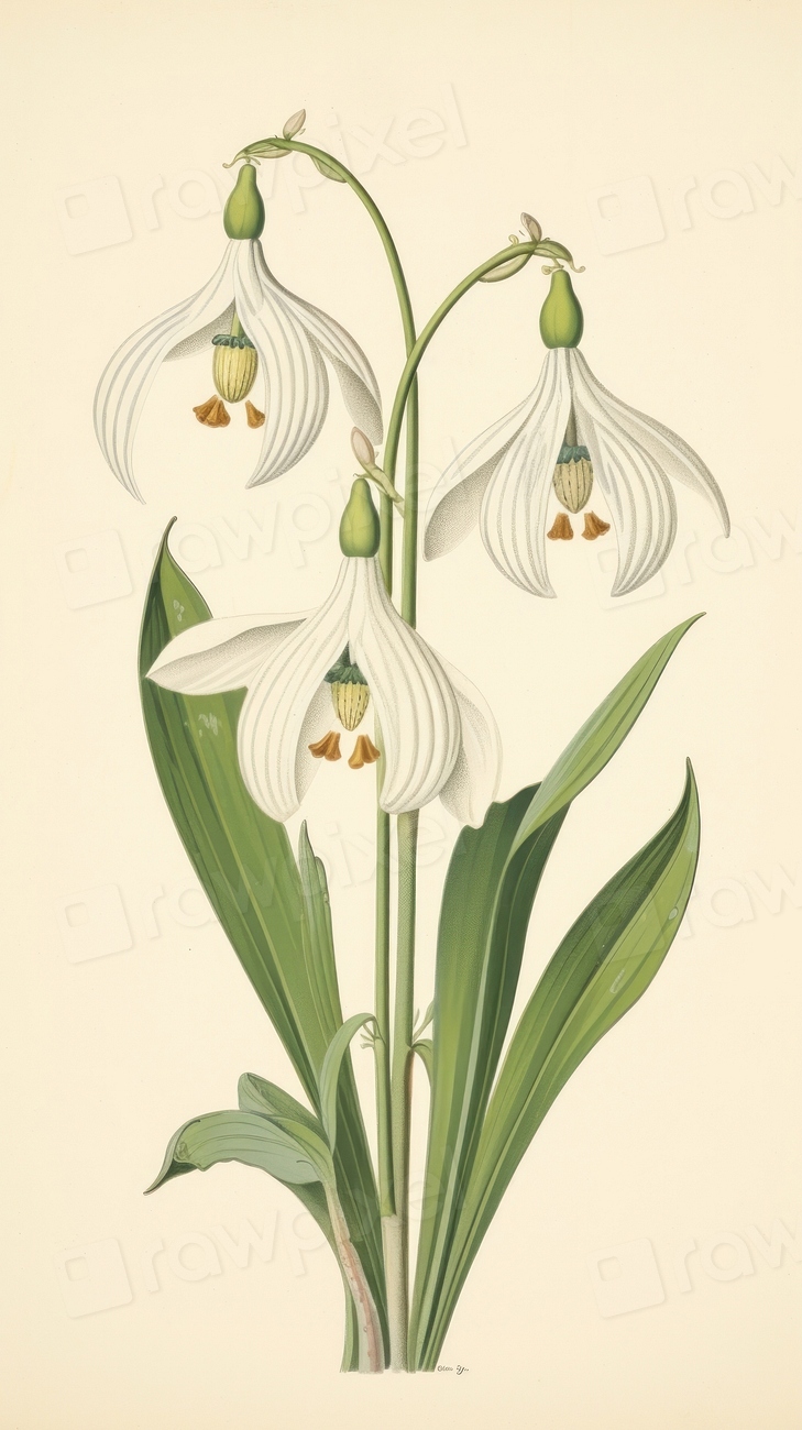 Traditional japanese snowdrop flower plant | Free Photo Illustration ...