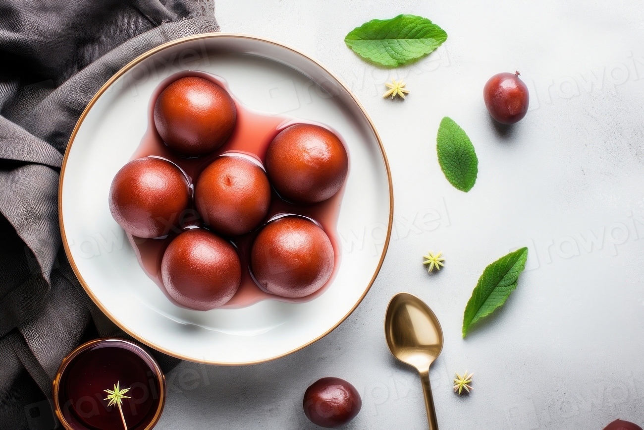 Gulab Jamun food plate fruit. | Free Photo - rawpixel