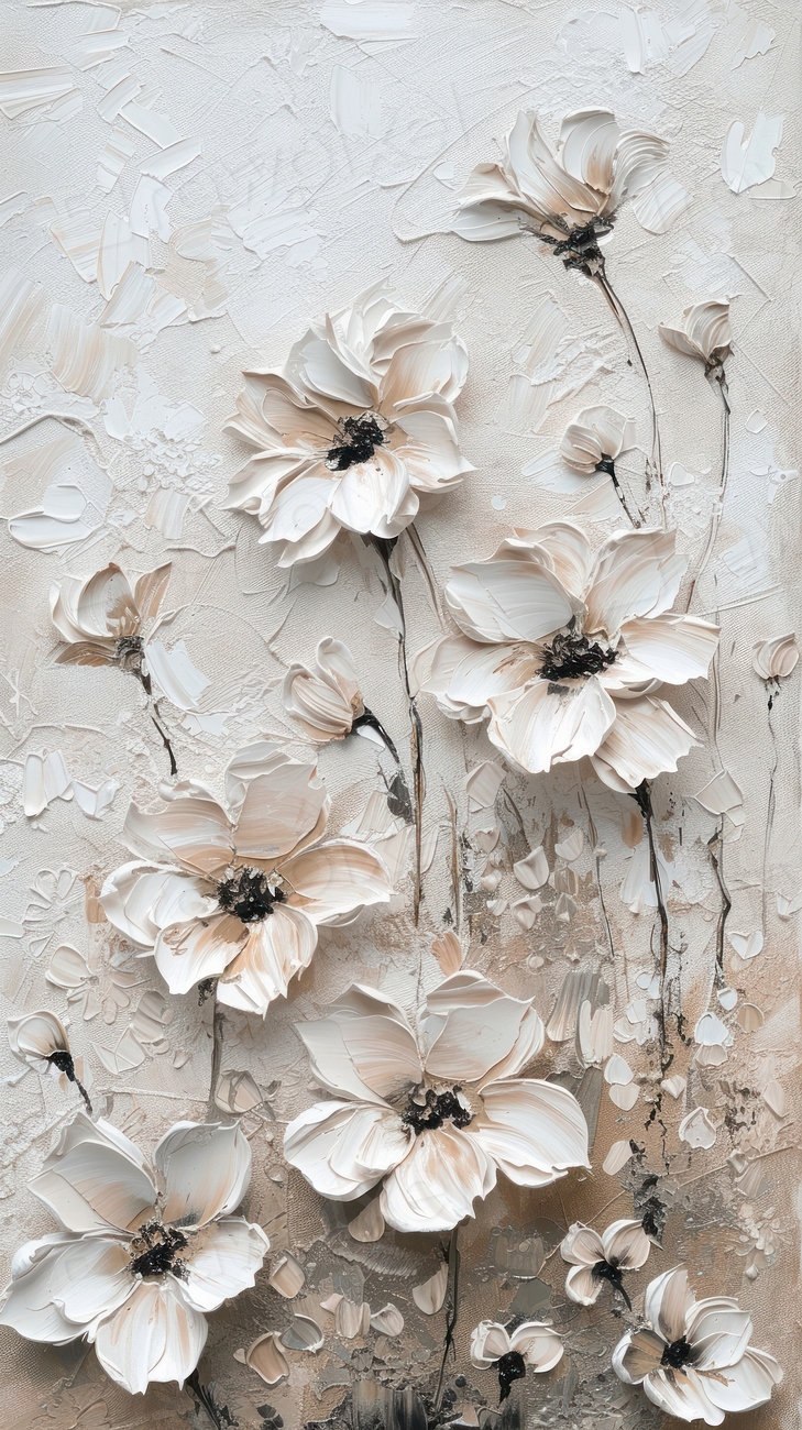 Aesthetic wallpaper flower painting pattern. | Premium Photo ...