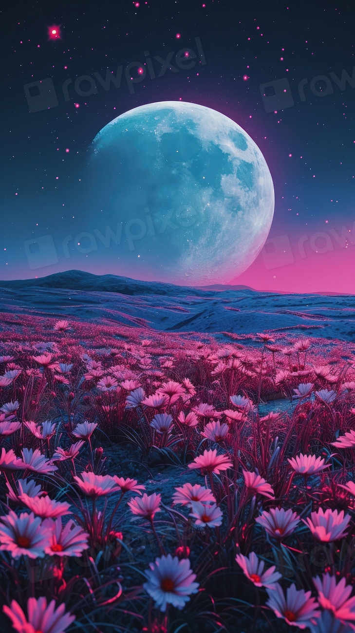 Story background moon flower landscape | Premium Photo Illustration ...