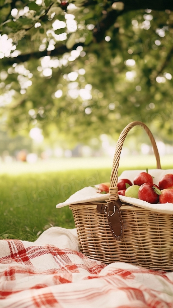 Picnic busket summer tree strawberry. | Premium Photo - rawpixel