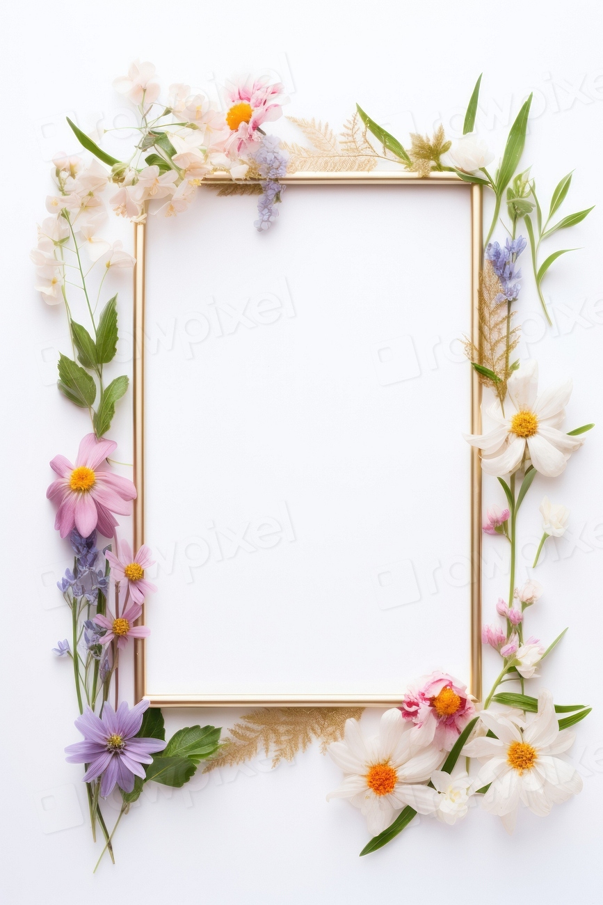 Rectangle flower wreath frame. | Free Photo - rawpixel