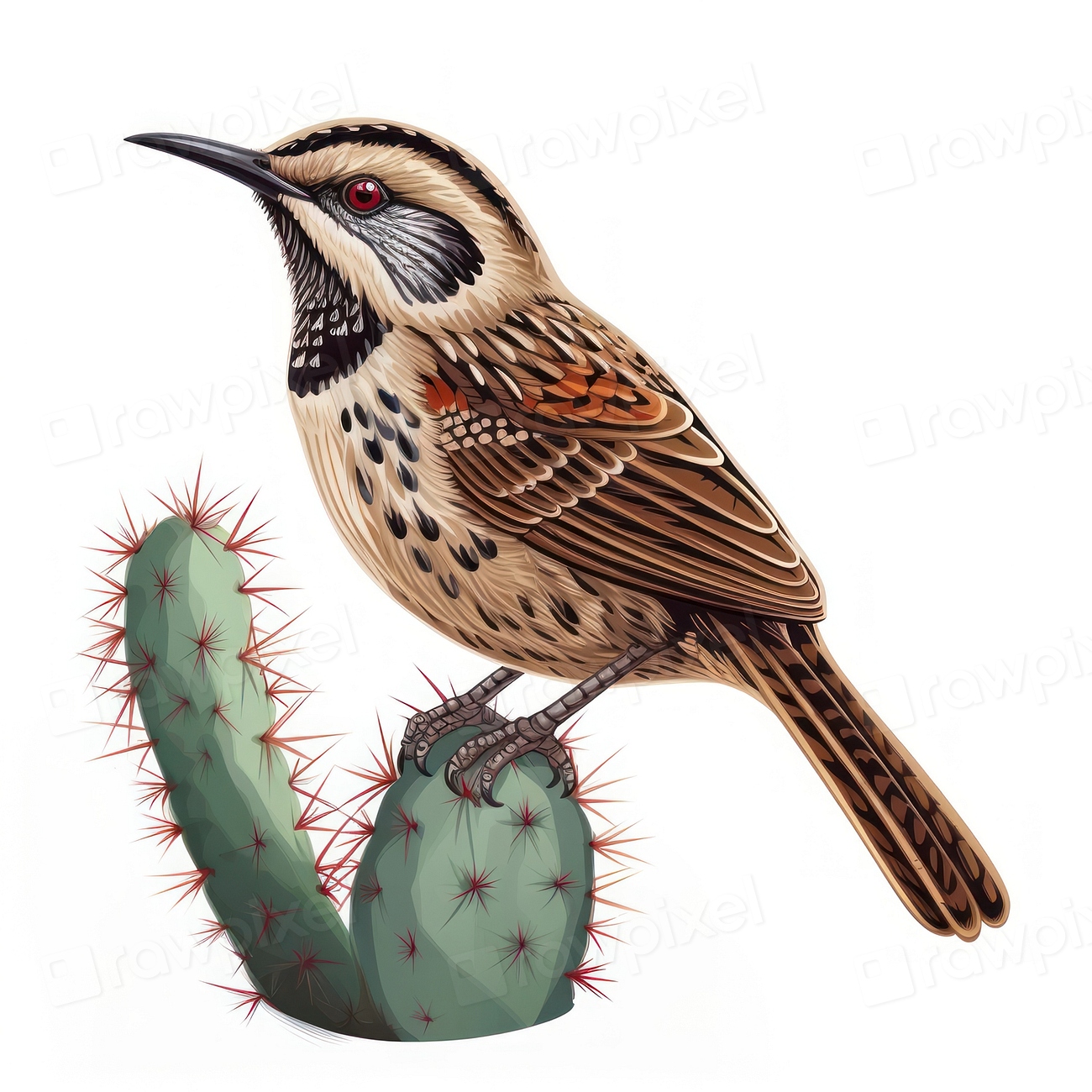 Vector illustration cactus wren bird | Premium Photo Illustration ...