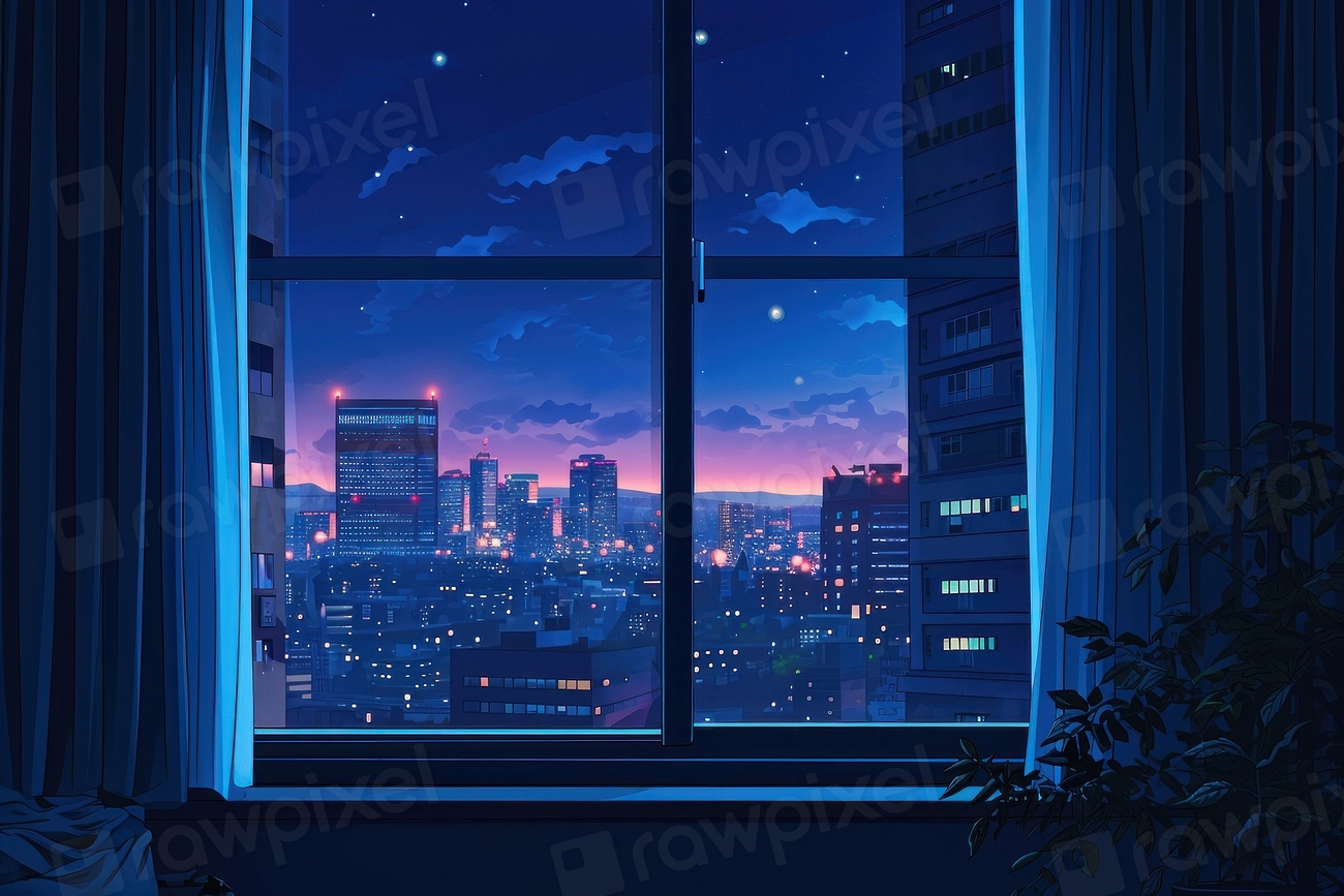 Looking window city night architecture | Premium Photo Illustration ...