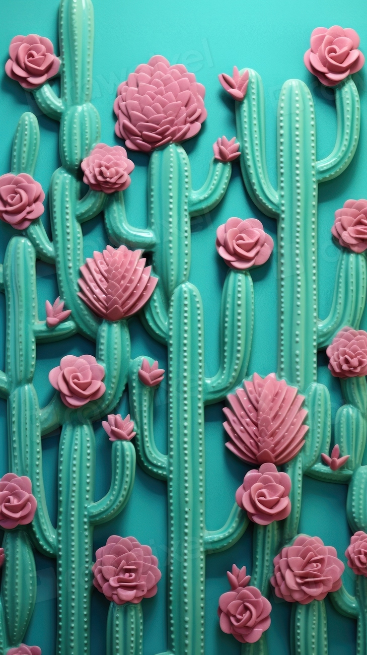 Minimal cactus bas relief pattern | Premium Photo - rawpixel