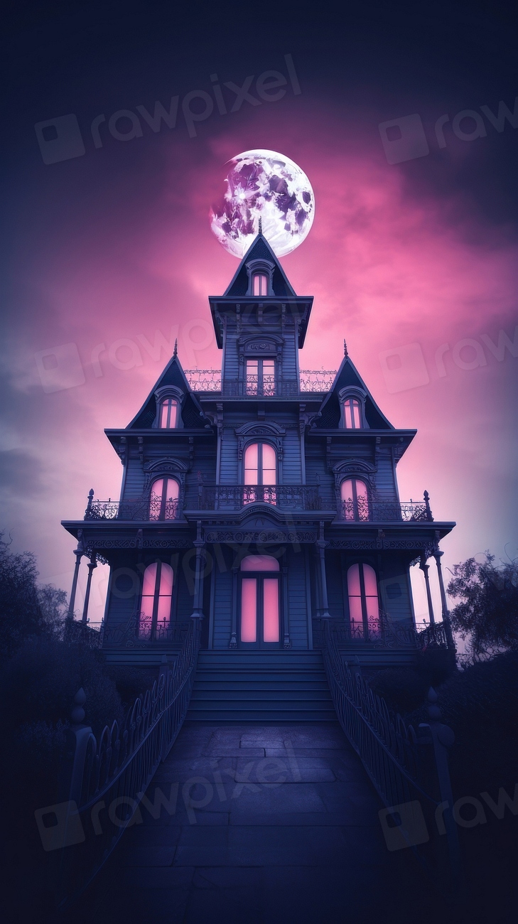 haunted mansion night architecture building. | Premium Photo - rawpixel
