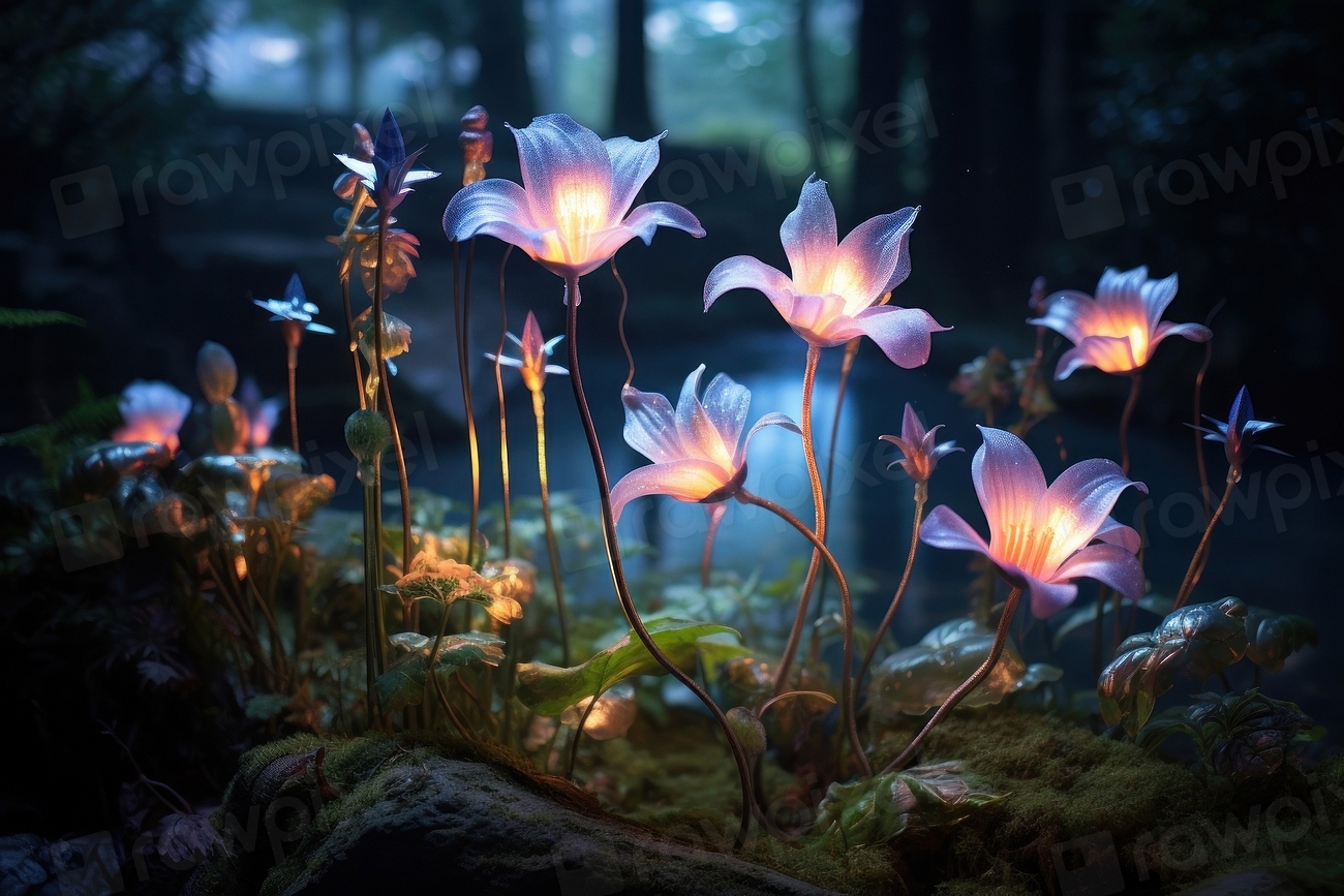 Bioluminescent flowers outdoors nature plant. | Premium Photo - rawpixel