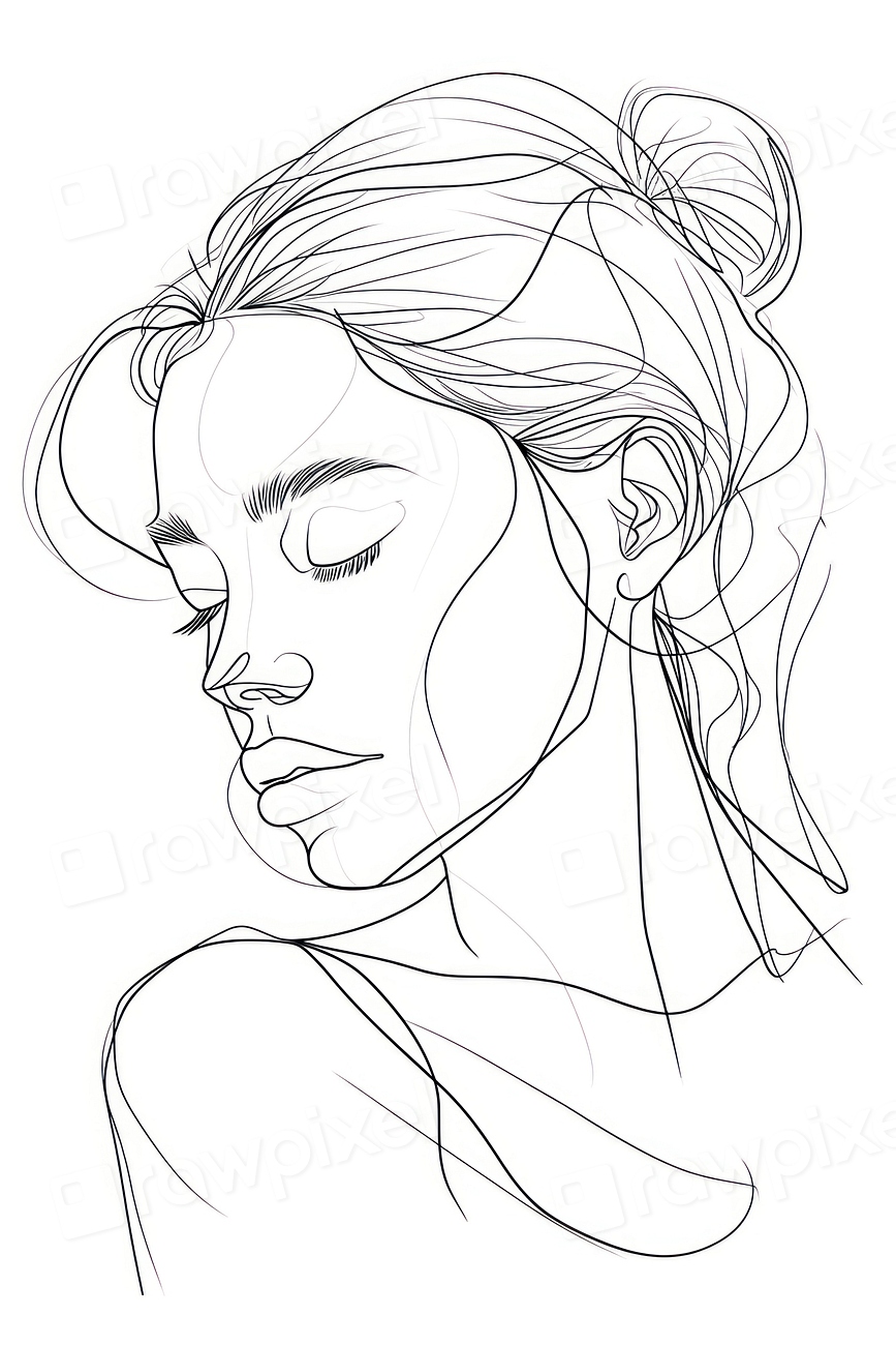 Line drawings woman portrait sketch | Free Photo Illustration - rawpixel