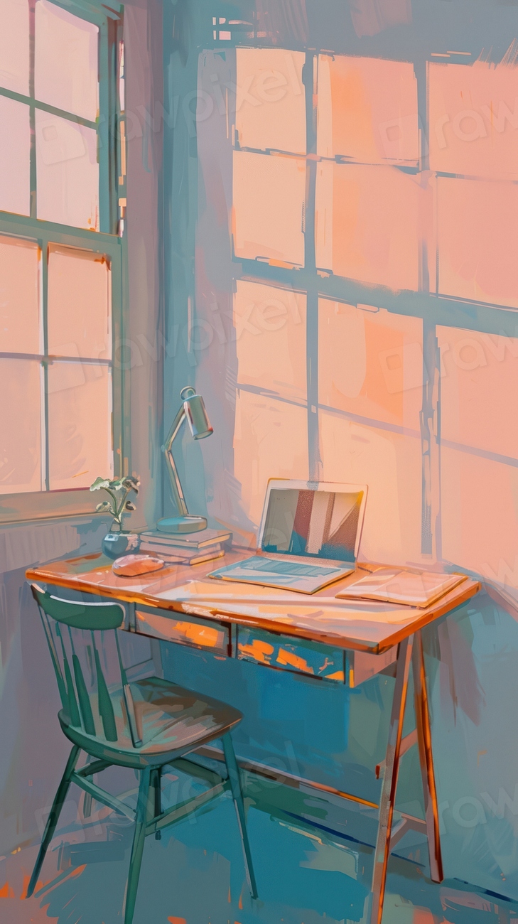 Desk furniture painting computer. | Premium Photo Illustration - rawpixel