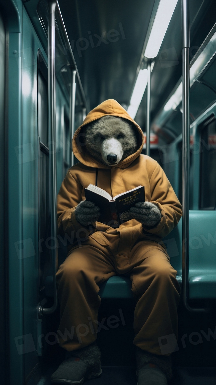 man bear cosplay reading book | Premium Photo - rawpixel