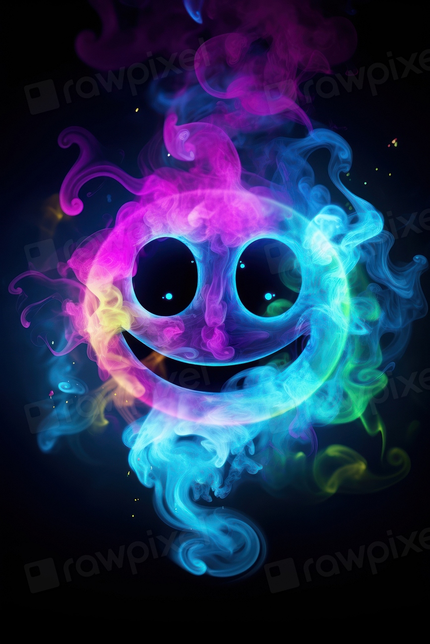 Neon smoke smiley face purple | Free Photo Illustration - rawpixel