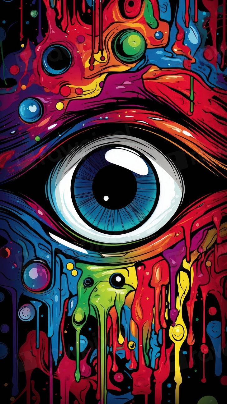 Abstract eyeball art painting cartoon. | Premium Photo Illustration ...