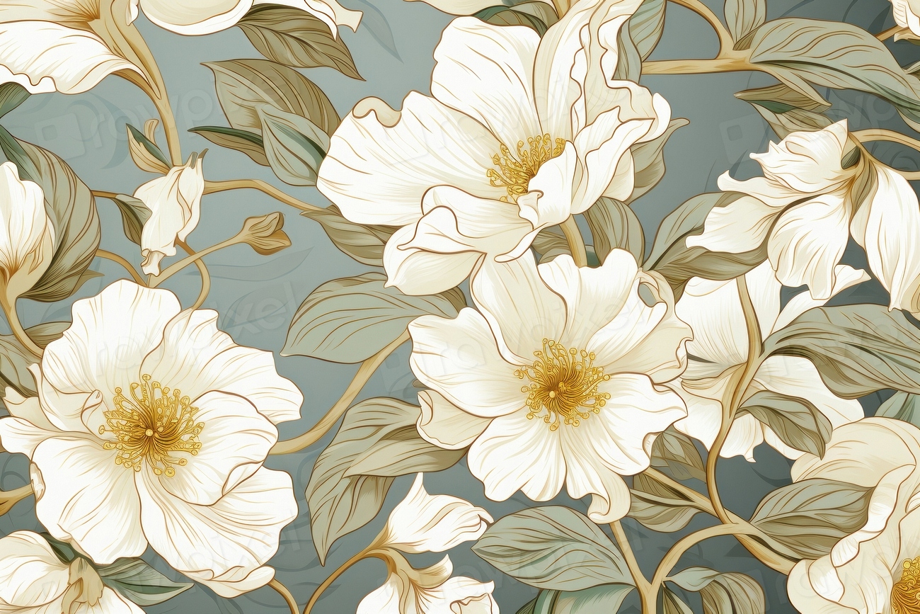 White flower wallpaper pattern plant. | Premium Photo Illustration ...