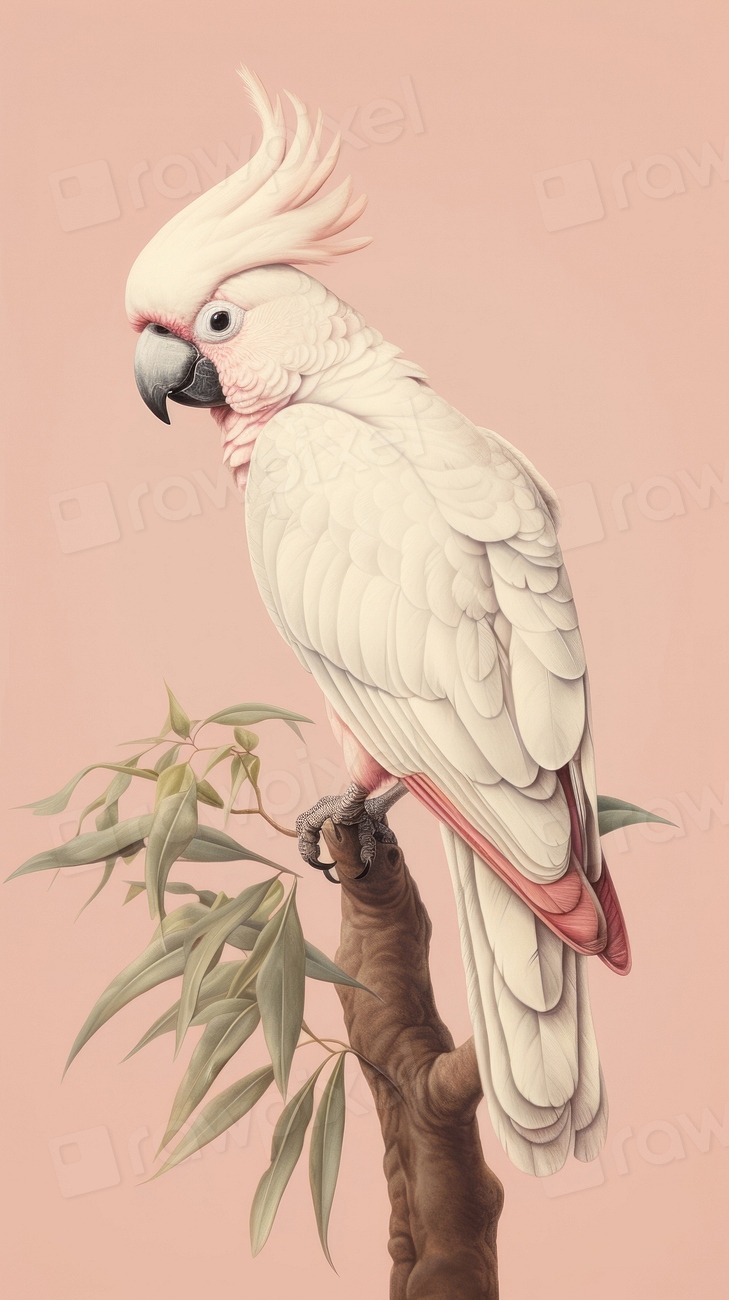 Wallpaper cockatoo drawing parrot animal | Premium Photo Illustration ...