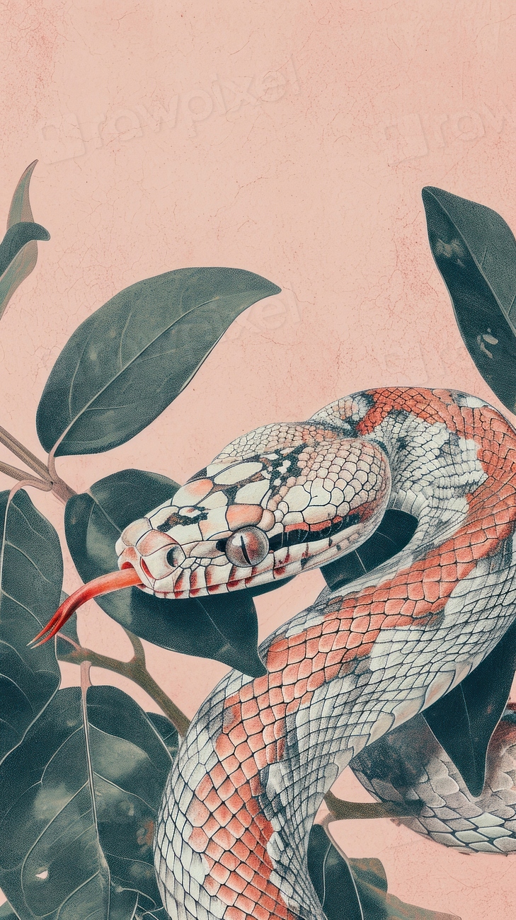 Wallpaper snake reptile drawing animal | Premium Photo Illustration ...