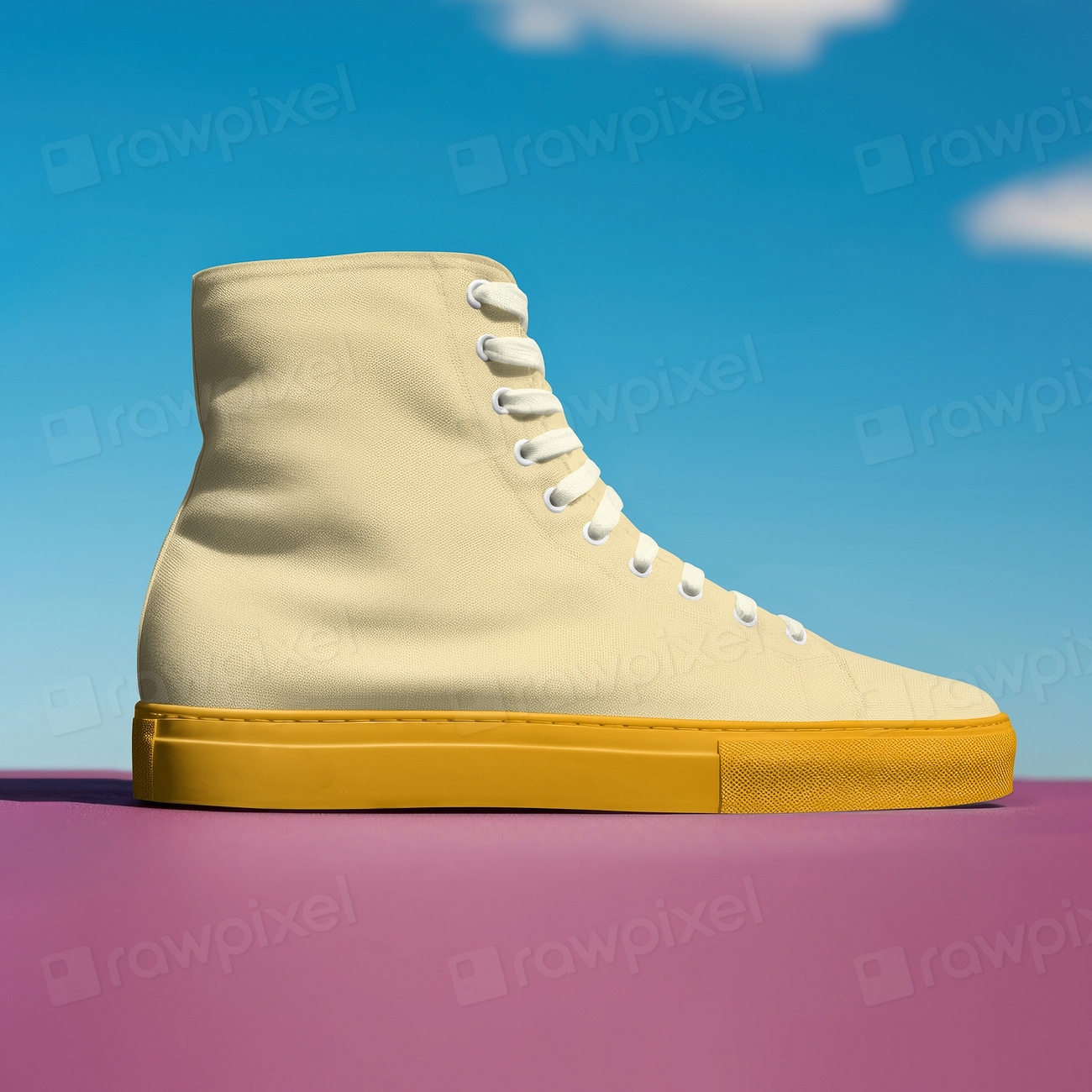 Yellow high-top sneakers | Premium Photo - rawpixel