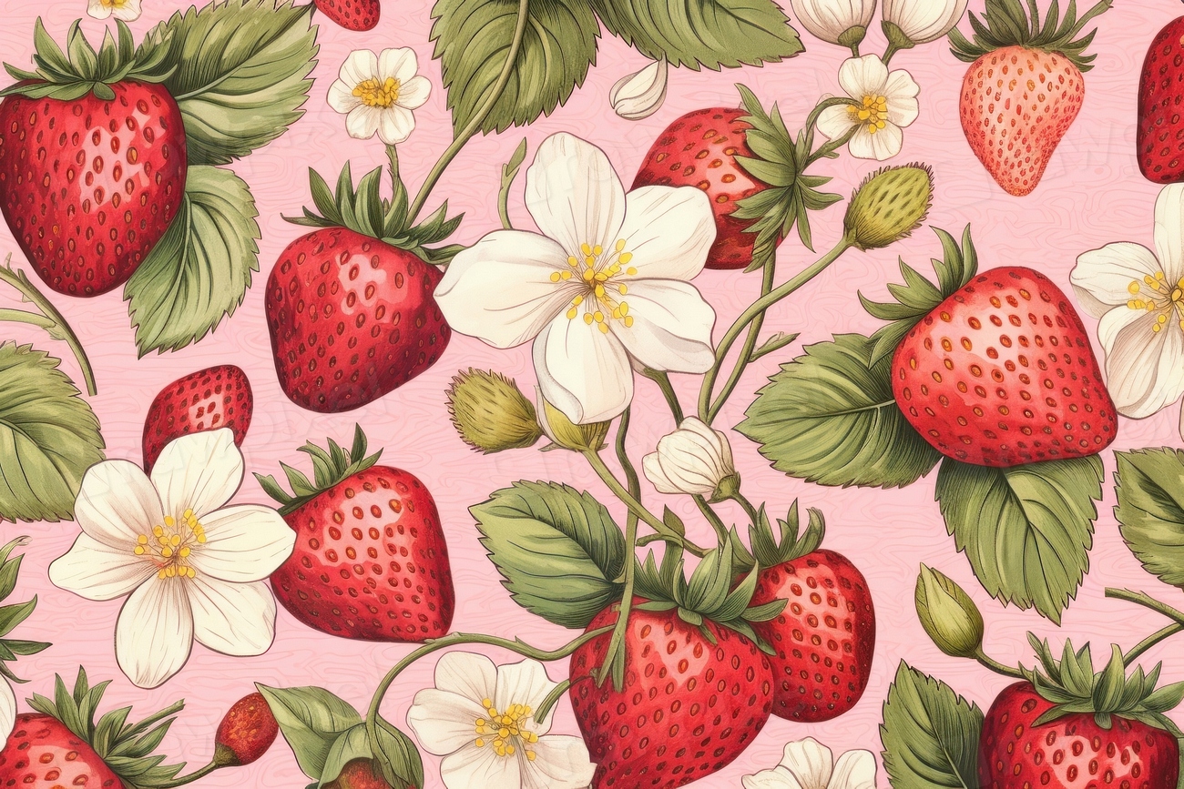 Vintage drawing strawberry smoothie pattern | Premium Photo ...