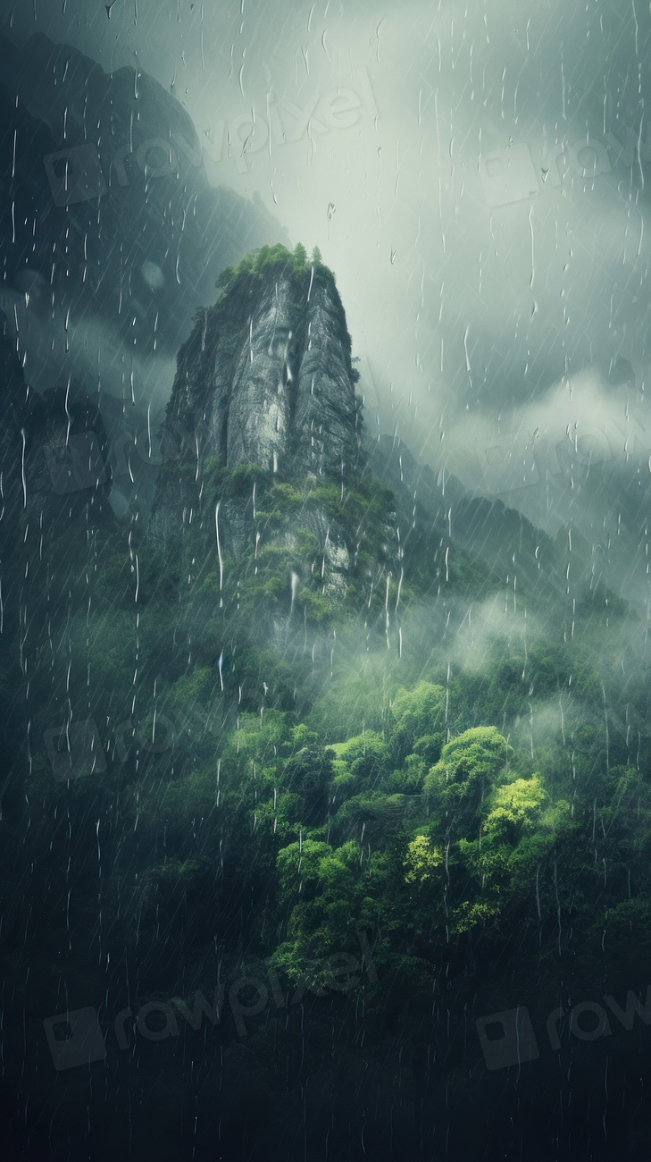 rain scene mountain landscape outdoors | Premium Photo - rawpixel