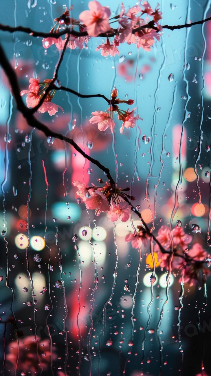 Rain scene sakura outdoors blossom | Free Photo - rawpixel