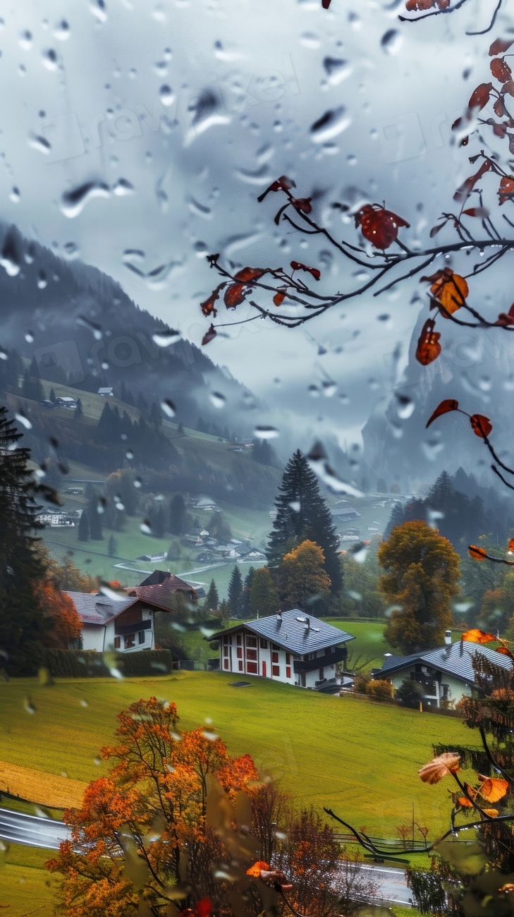 Rain scene switzerlandl landscape architecture | Free Photo - rawpixel