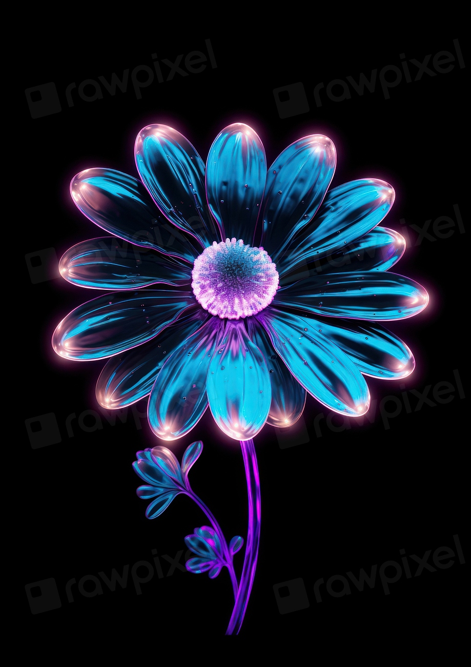 Neon daisy flower pattern purple | Premium Photo Illustration - rawpixel