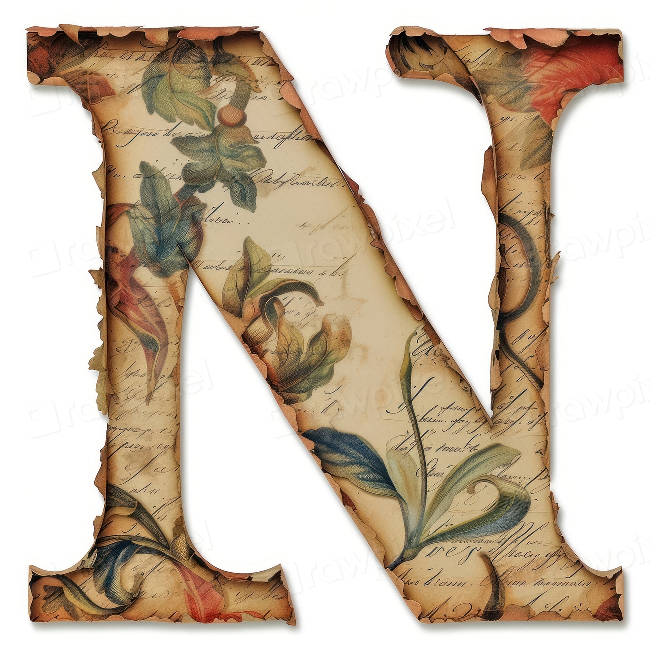 Vintage Alphabet N art letter | Premium Photo Illustration - rawpixel
