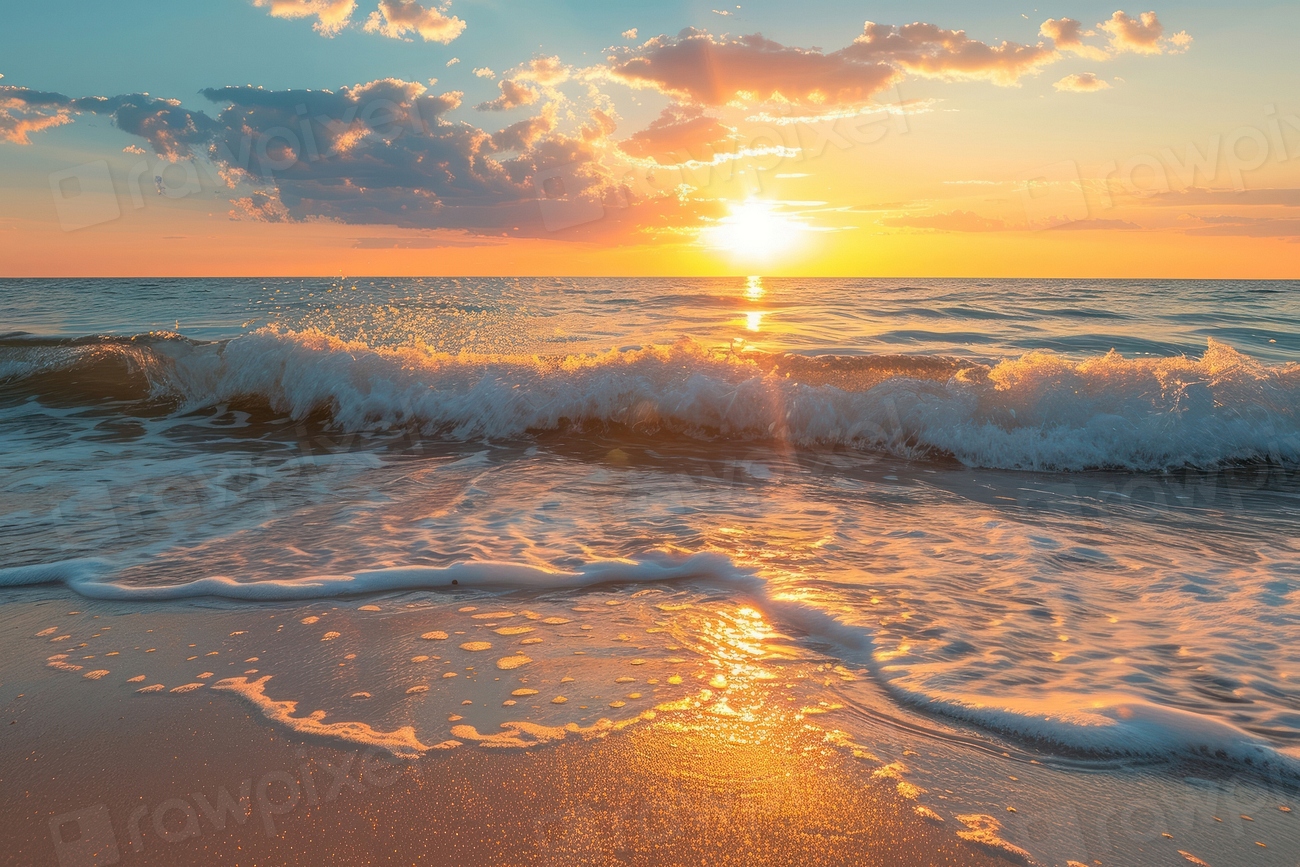 Fall sunset beach seawaves sky | Premium Photo - rawpixel