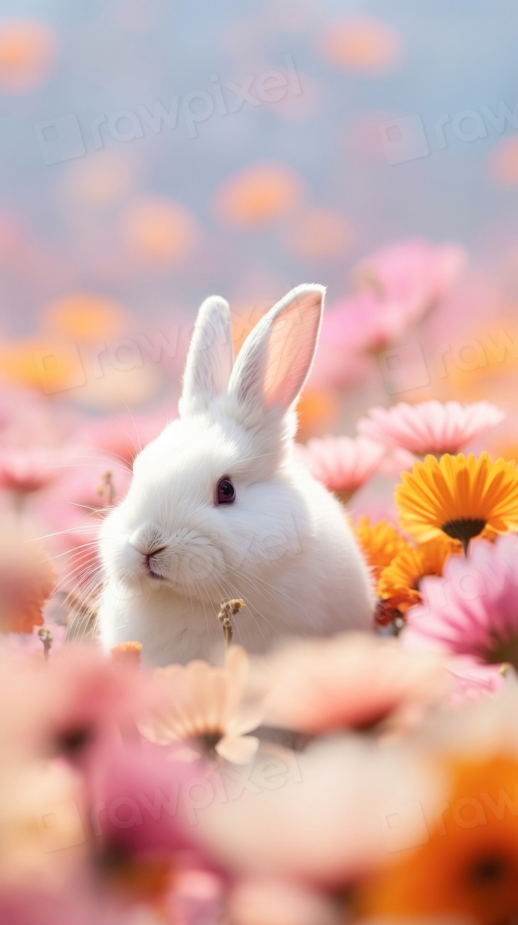 White rabbit flower outdoors animal. | Premium Photo - rawpixel