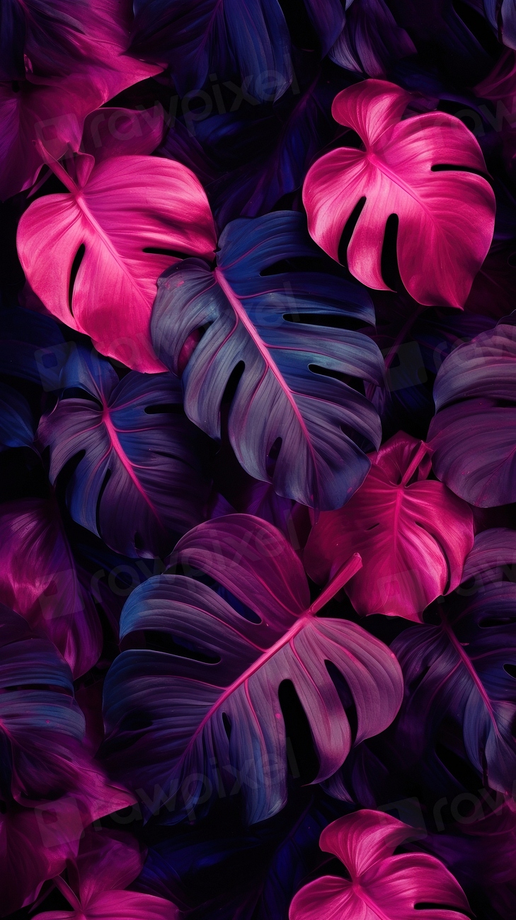 Tropical neon wallpaper leaf backgrounds | Premium Photo Illustration ...