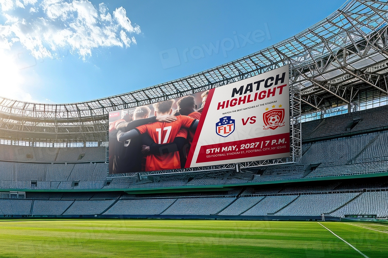Football stadium TV screen mockup | Premium PSD Mockup - rawpixel