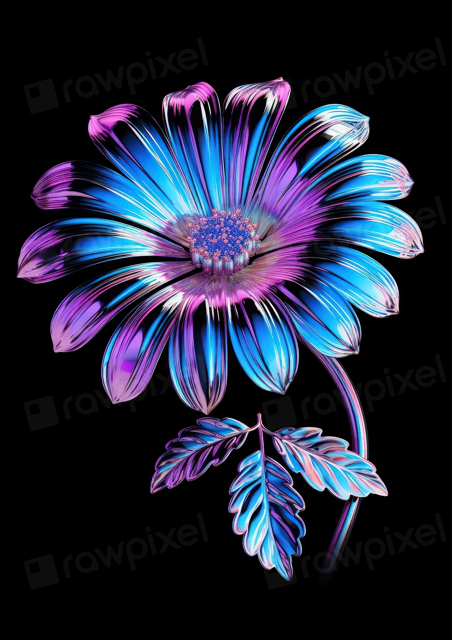 Neon daisy pattern flower purple. | Premium Photo Illustration - rawpixel