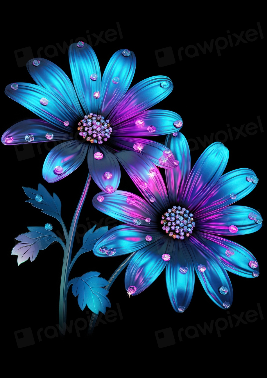 Neon daisy flower violet plant. | Premium Photo Illustration - rawpixel