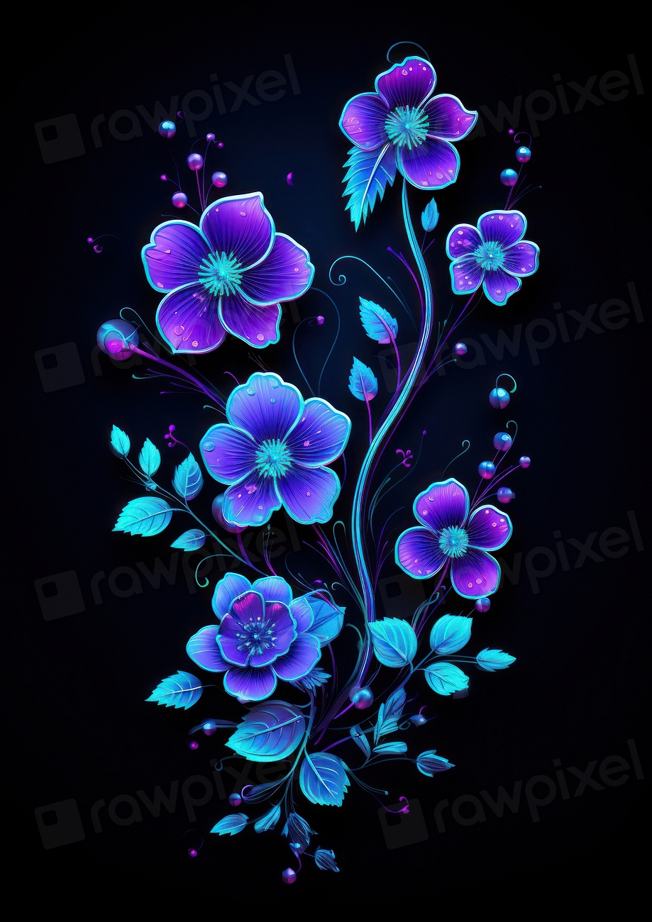 Neon lilac pattern violet flower. | Premium Photo Illustration - rawpixel