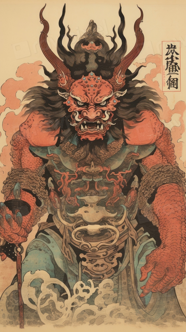 Japanese deity tradition painting art. | Premium Photo Illustration ...