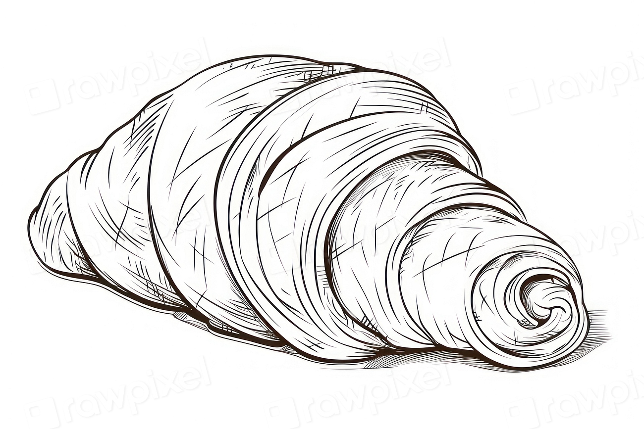 Croissant outline sketch drawing viennoiserie | Free Photo Illustration ...