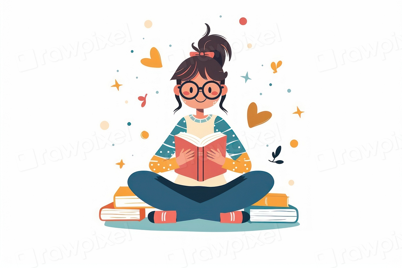 Student learning reading cartoon. | Free Photo Illustration - rawpixel