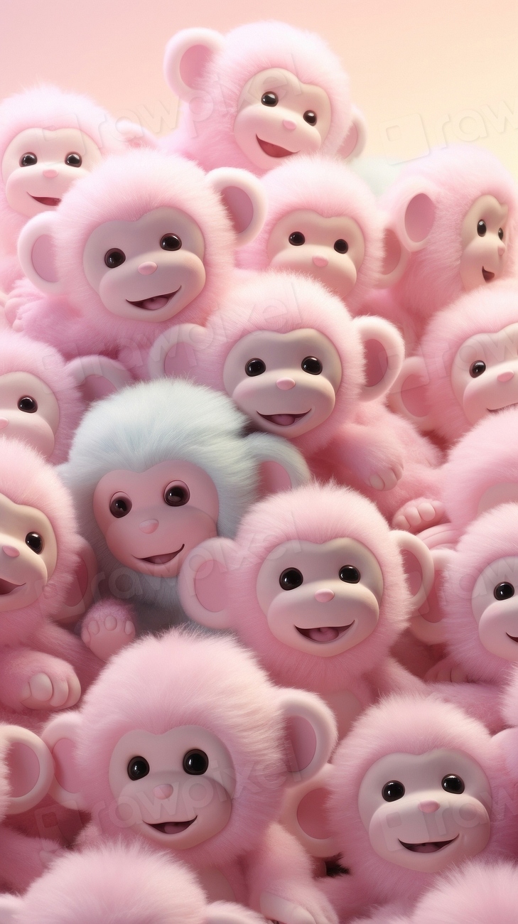 Fluffy pastel Monkey cartoon mammal | Free Photo Illustration - rawpixel