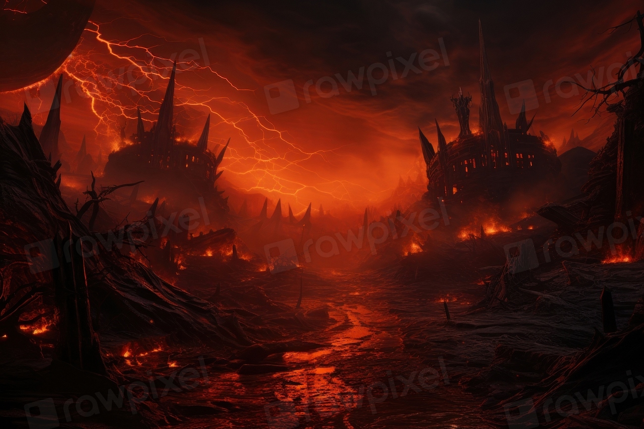 Hell volcano architecture illuminated. | Premium Photo - rawpixel