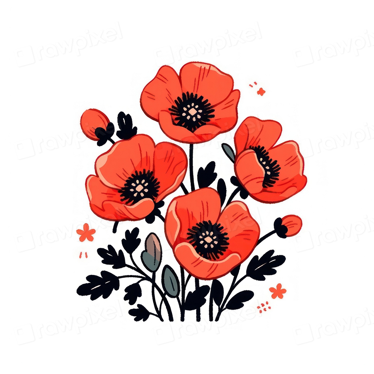 Red poppies flower pattern poppy | Premium Photo Illustration - rawpixel