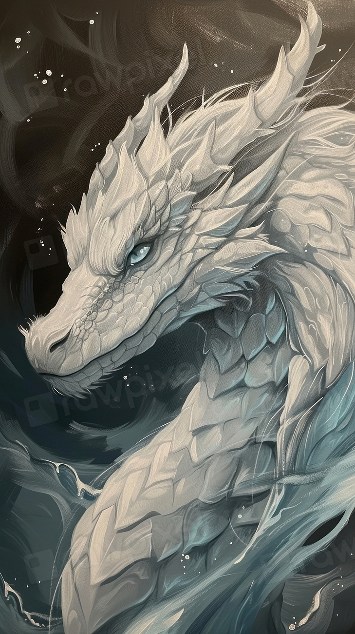 White dragon art creativity monochrome. | Premium Photo Illustration ...