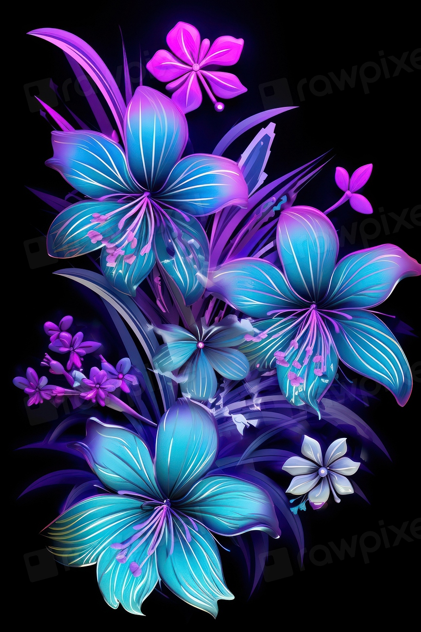 Tropical flowers pattern purple violet. | Premium Photo Illustration ...