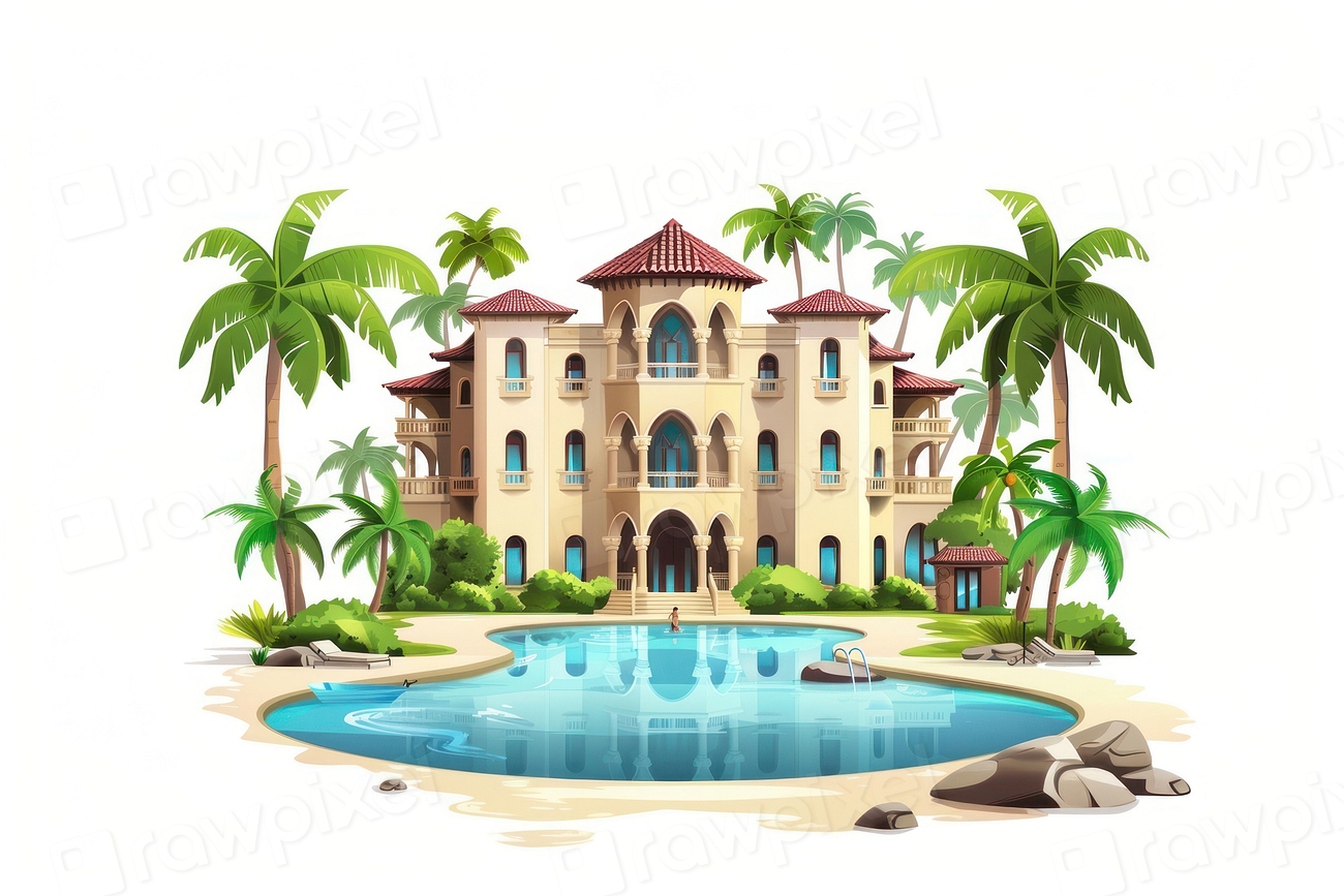 Cartoon resort architecture building hacienda. | Free Photo ...