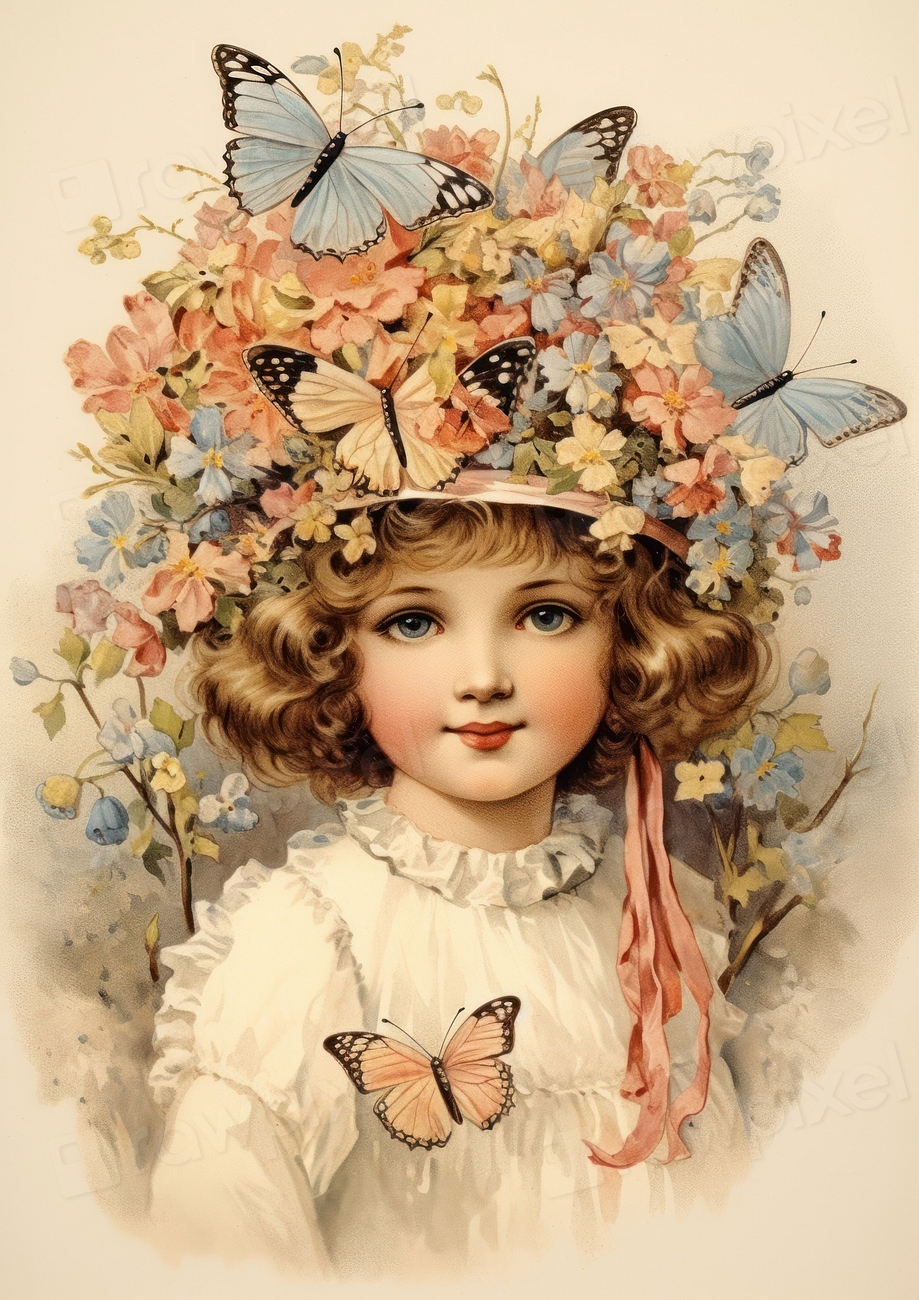 Vintage spring postcard photography portrait | Premium Photo ...