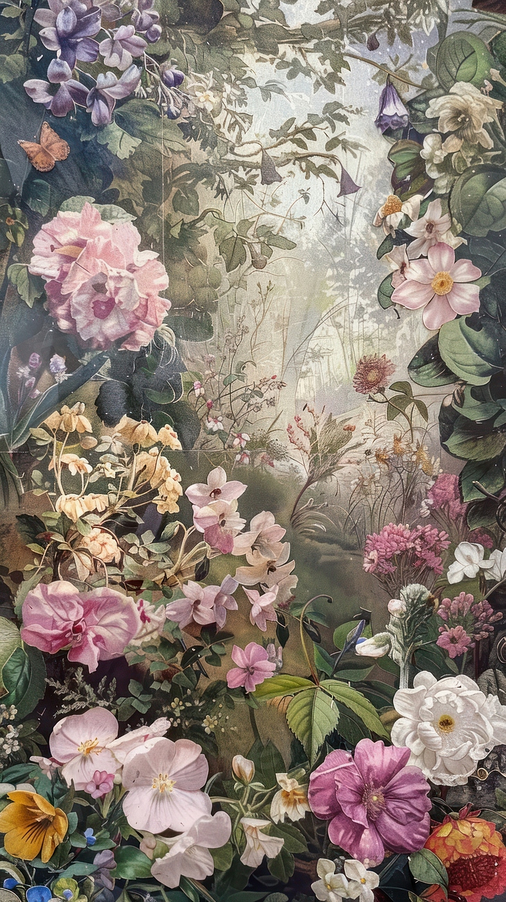 Spring flowers postcard painting graphics | Free Photo Illustration ...