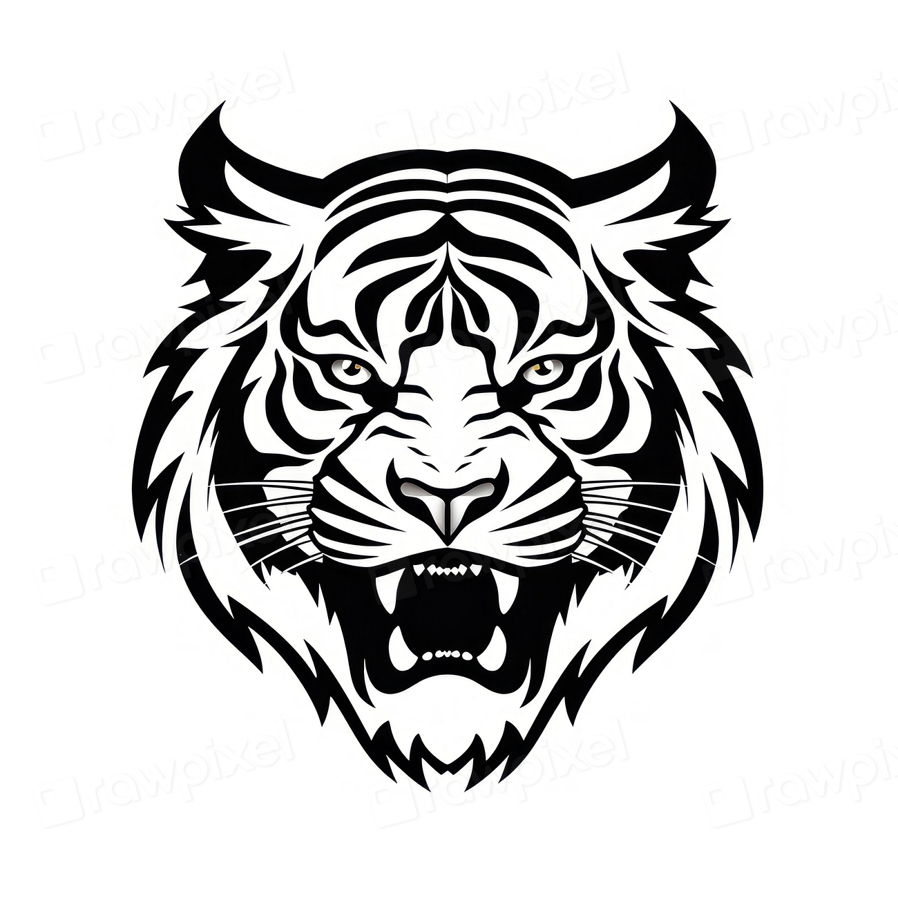 Tiger logo mammal white. | Free Photo Illustration - rawpixel