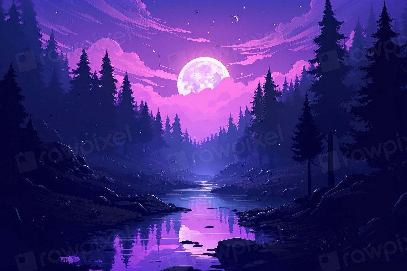 Forest purple landscape astronomy. | Premium Photo Illustration - rawpixel
