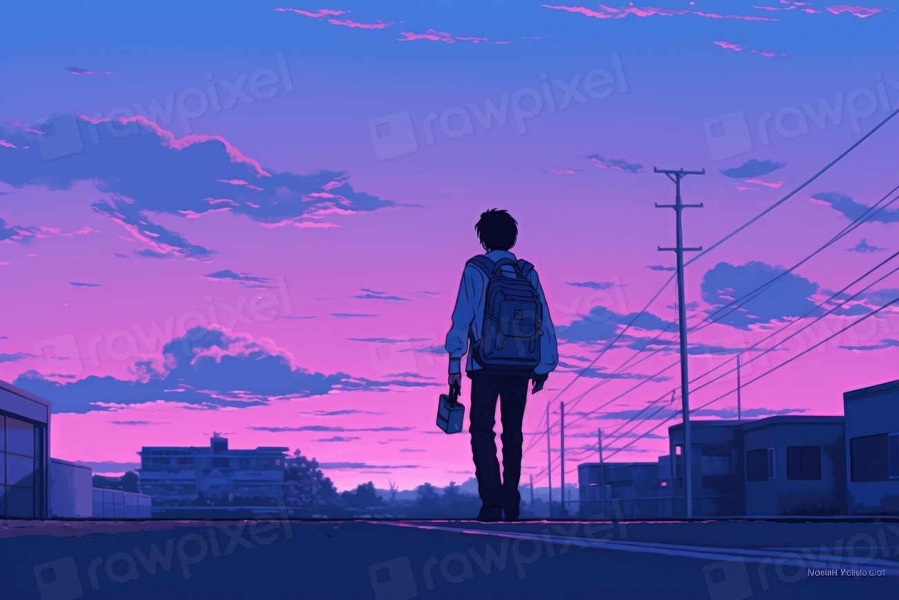 Student walking home school standing | Premium Photo Illustration ...