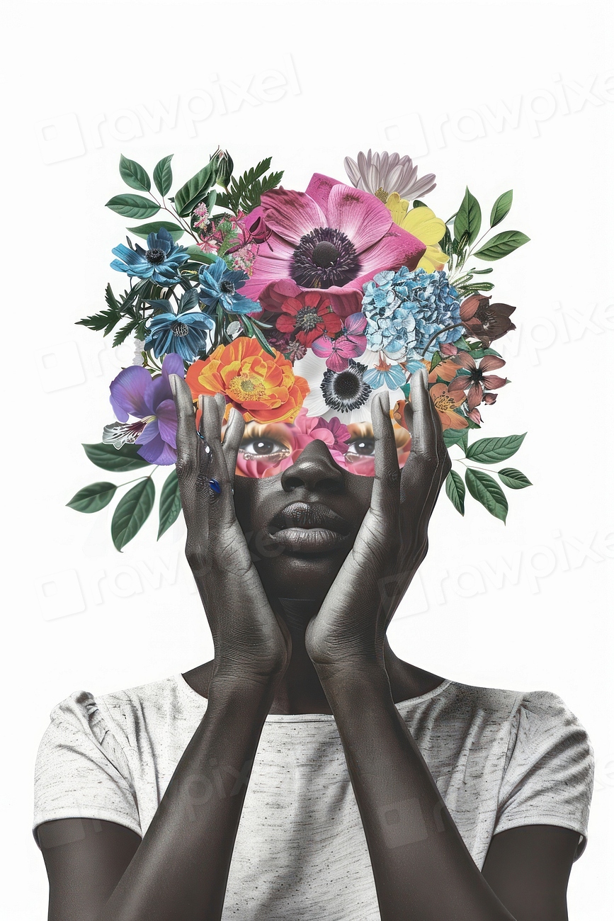 Flower Collage black girl flower | Free Photo Illustration - rawpixel