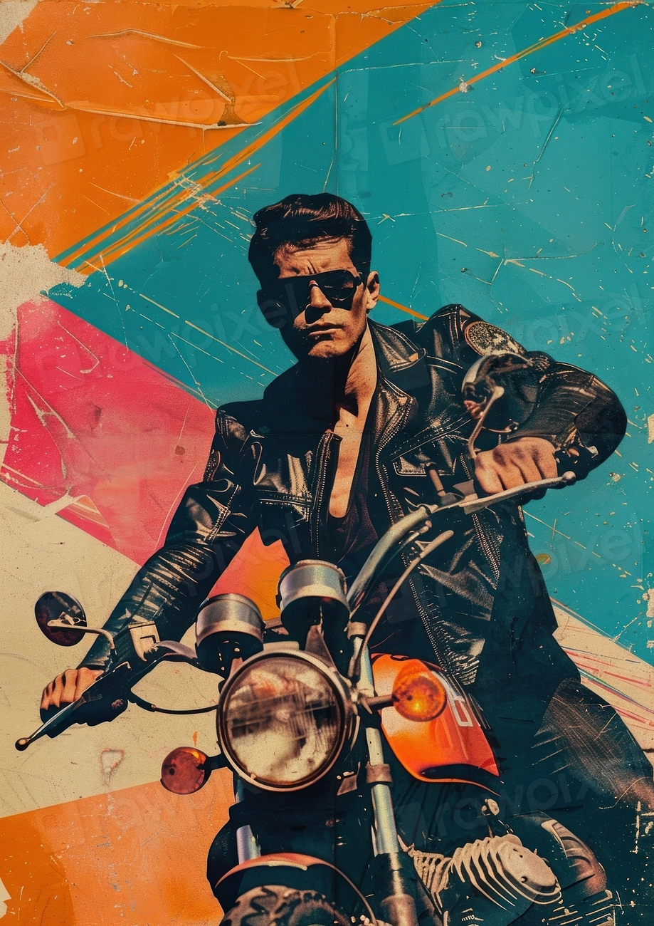 Retro collage biker man art | Premium Photo Illustration - rawpixel