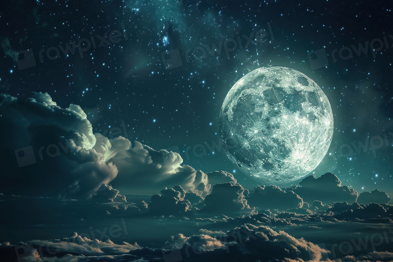 Huge detailed full moon night | Free Photo - rawpixel